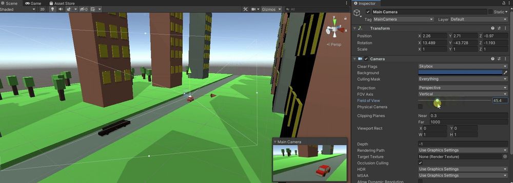 How to Set Unity Camera to Scene View or Field of View